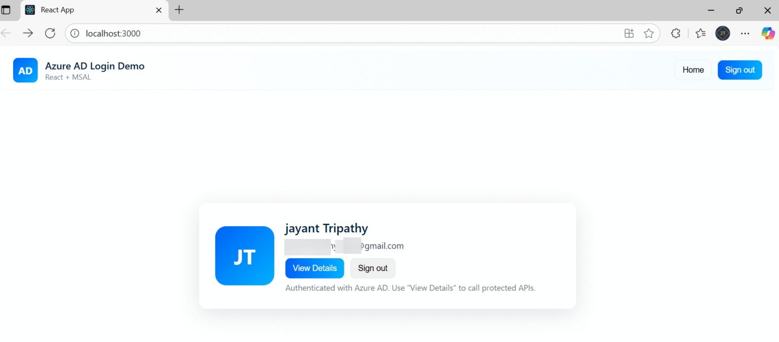 How to Secure React.js application with Azure AD Authentication Using MSAL Library - Jayant Tripathy
